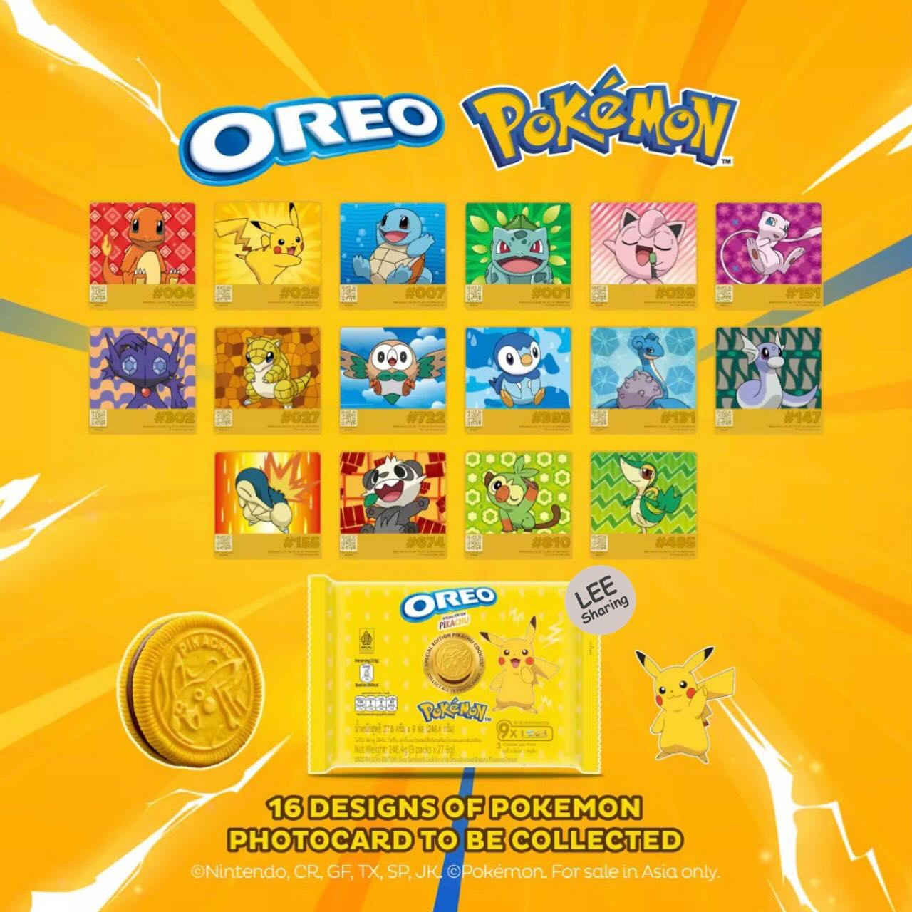 Special Oreo Pokémon Pikachu Yellow Cookie With Pokémon Collectible Ca ...
